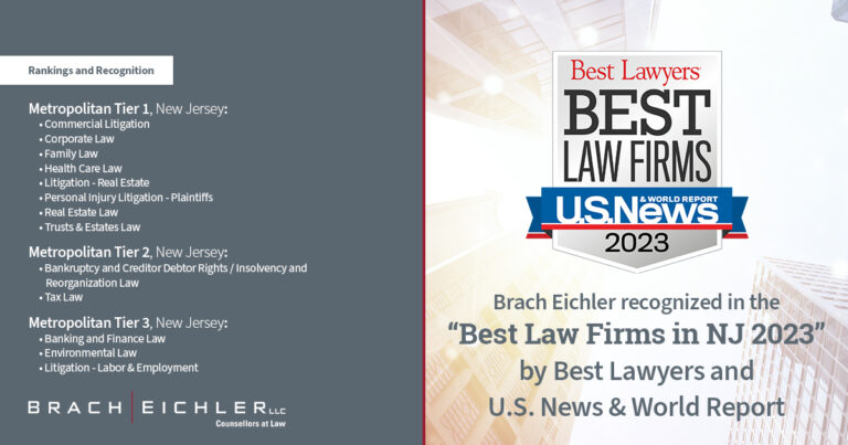 Brach Eichler has been included in the “2023 Best Law Firms in New ...