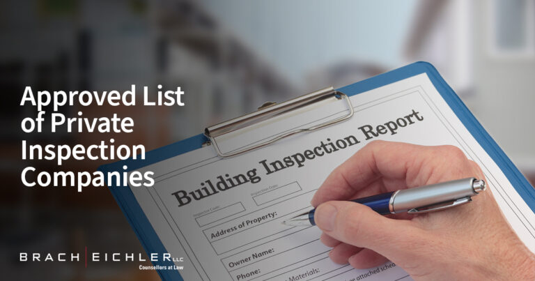 Approved List of Private Inspection Companies | Brach Eichler LLC