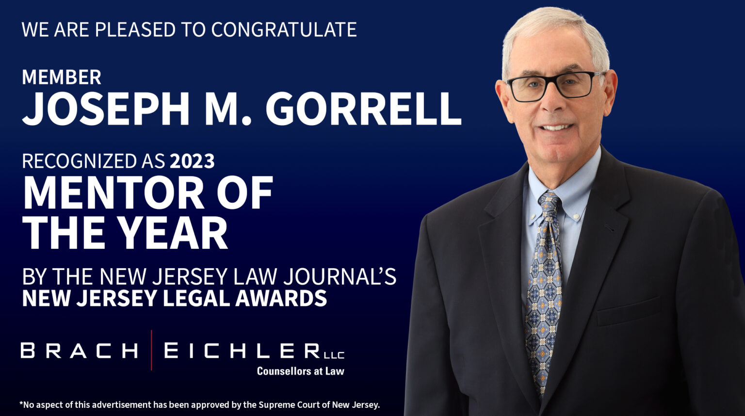 Brach Eichler’s Joseph M. Gorrell is Recognized by New Jersey Law ...